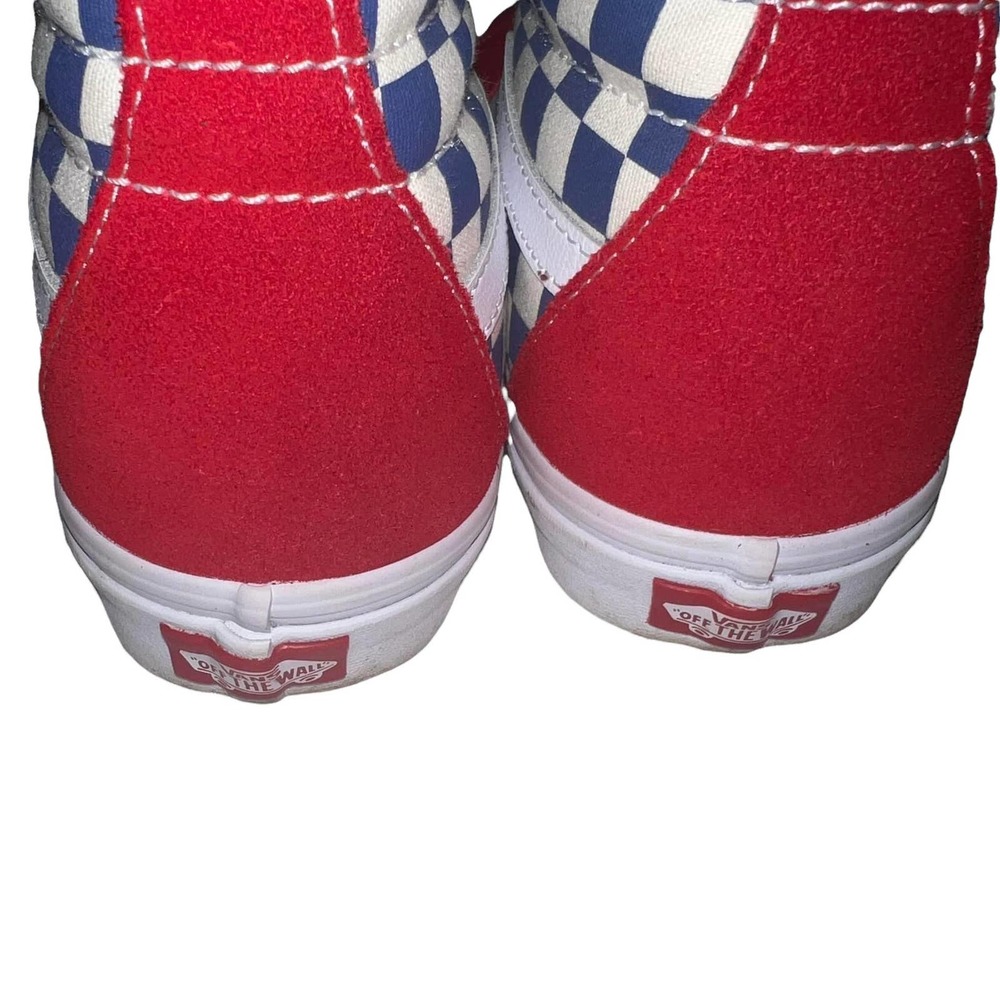Vans Red Blue & White Checkered Sneakers Skateboard S… - Gem